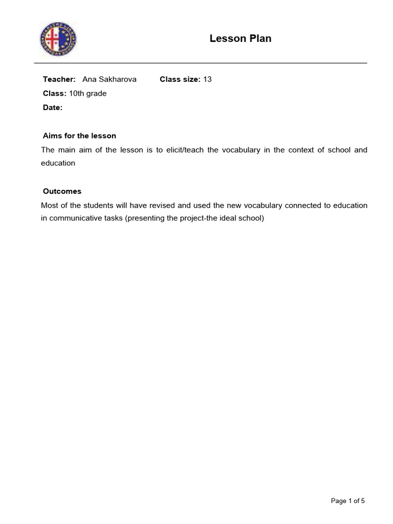 Lesson Plan Vocabulary Education | PDF | Vocabulary | Lesson Plan