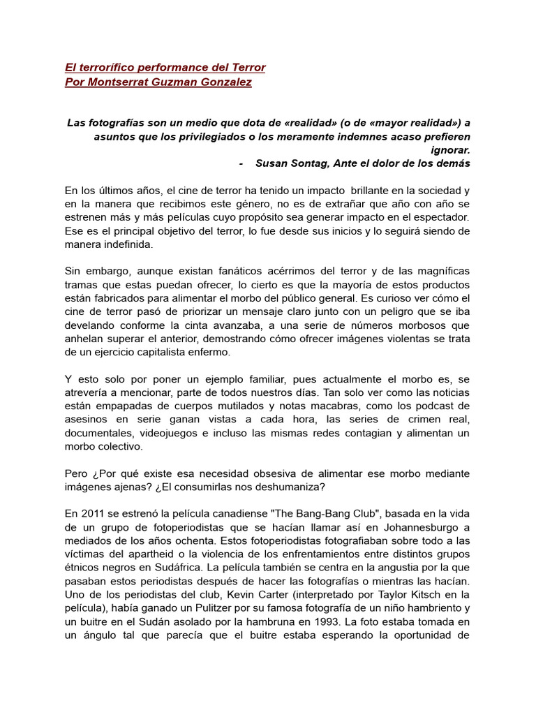 El Terrorífico Performance Del Terror | PDF | Sufrimiento | Películas ...