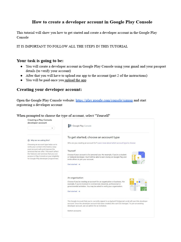 Create Google Play Developer Account Guide | PDF | Google Play | Multimedia