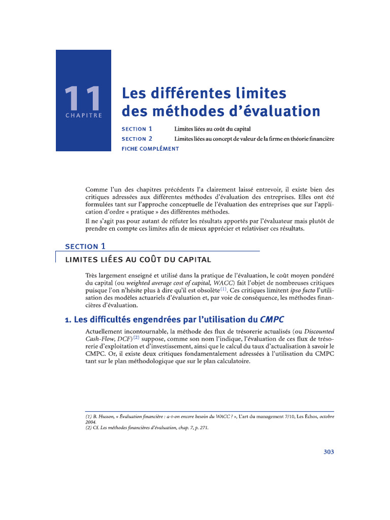 CHAPITRE 11 - Les Différentes Limites Des Méthodes D'évaluation | PDF