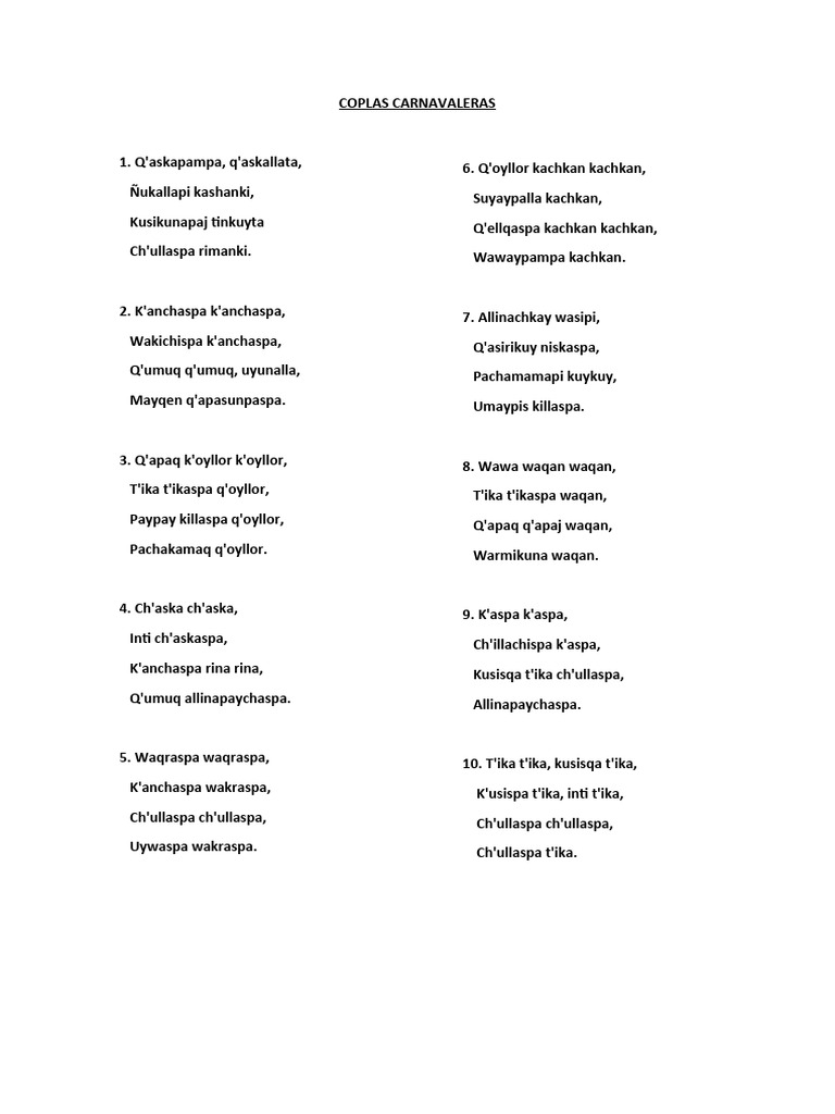 Coplas Carnavaleras | PDF