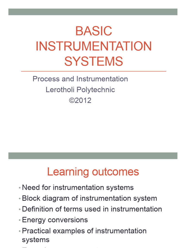 Lesson # 1- Basic Instrumentation Systems | Download Free PDF ...