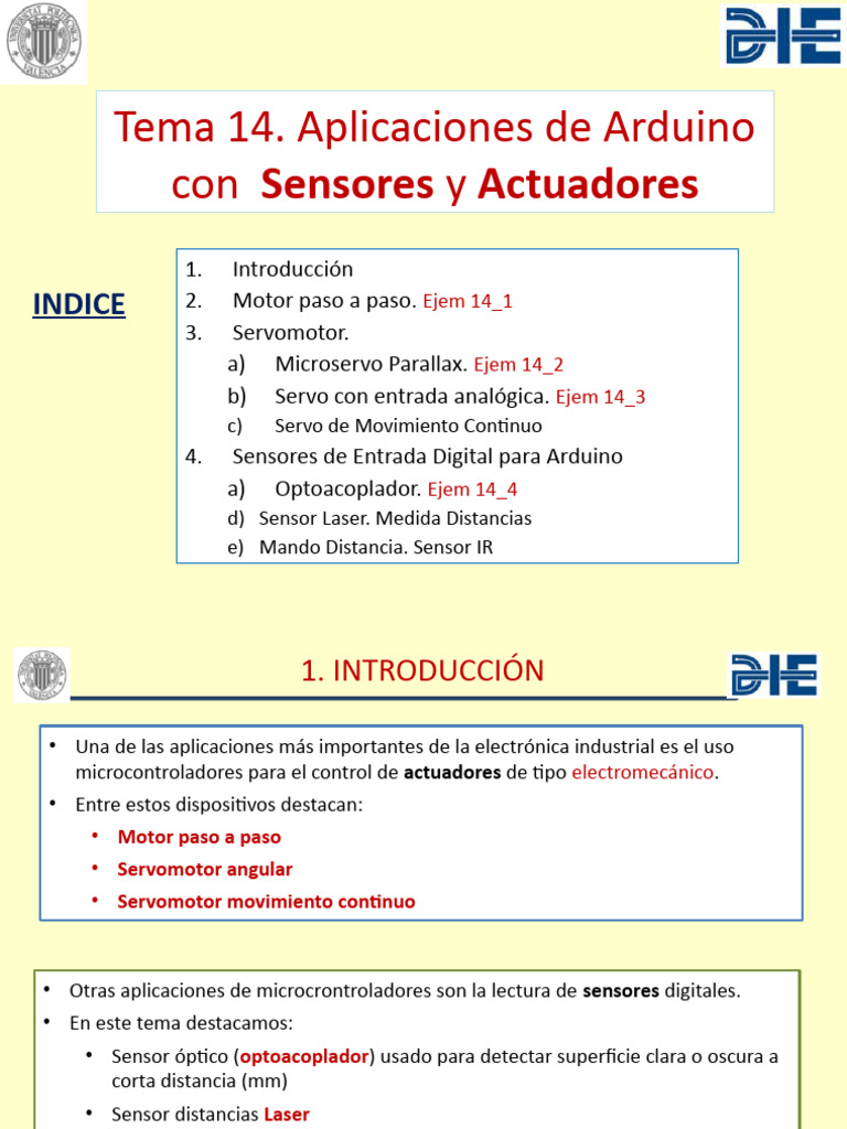 Tema 14. Arduino - Sensores y Actuadores | PDF | Ingenieria Eléctrica | Electricidad