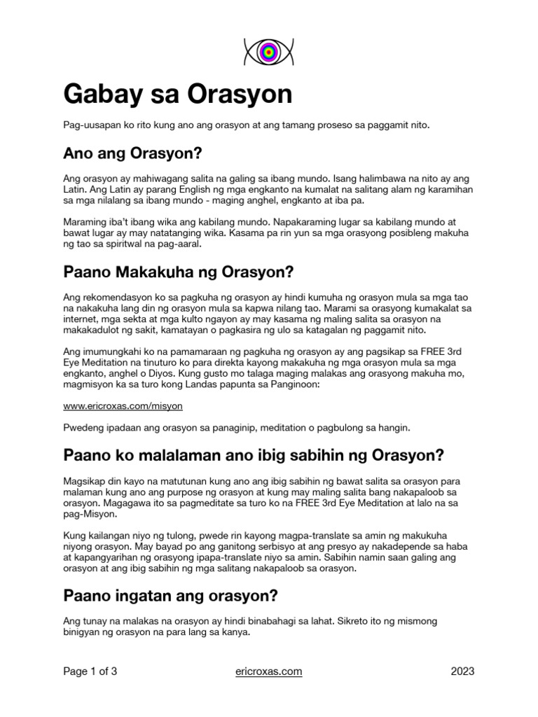 Gabay Sa Orasyon | PDF