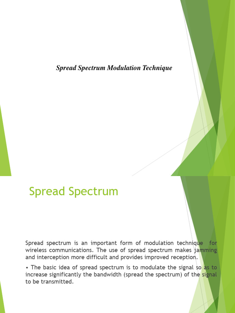 Spread Spectrum Modulation Techniques | PDF | Telecommunications Engineering | Telecommunications