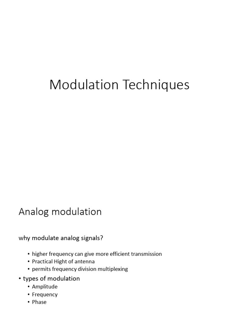 Overview of Modulation Techniques | PDF | Modulation | Digital Signal