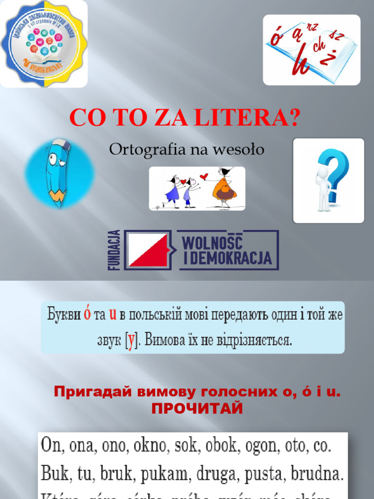 Lekcja 3 Co To Za Litera Ortografia Nieb. | PDF