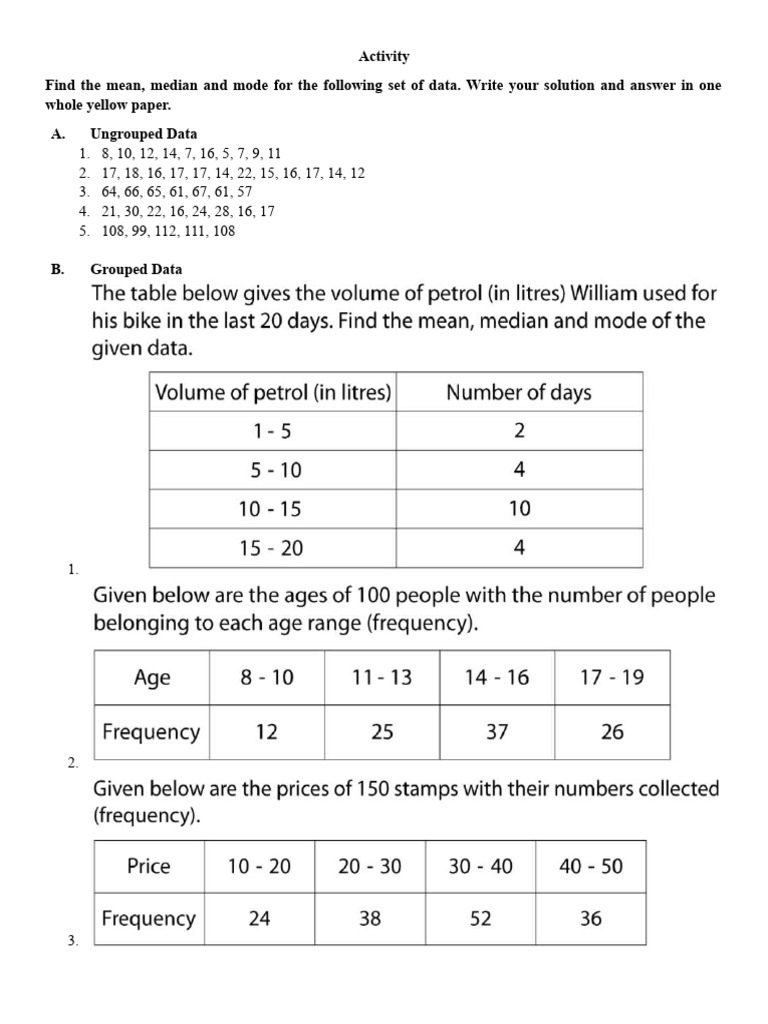 Mean, Median, Mode Calculation Guide | PDF | Teaching Methods & Materials
