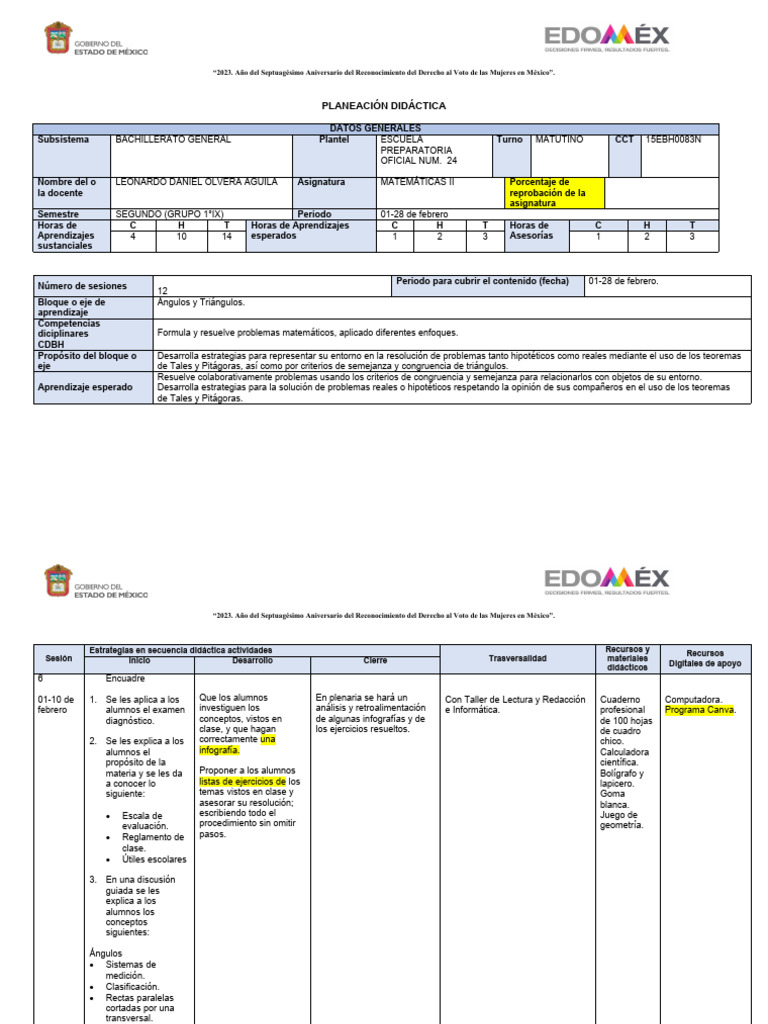1º - IX - Matemáticas II - TM - Febrero - Marzo - LDOA | PDF | Ángulo ...