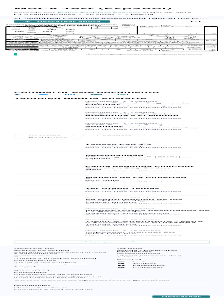Test MoCA en Español: PDF Descargable | PDF | Comunicación escrita ...