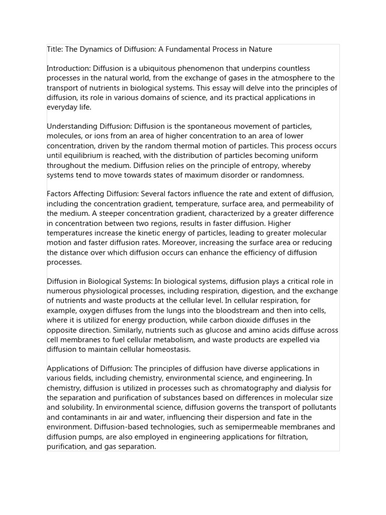 Diffusion | PDF | Diffusion | Chemistry