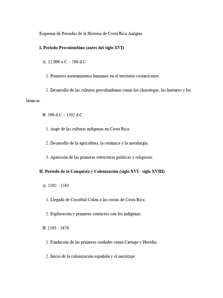 Historia de Costa Rica en Cinco Periodos | PDF | Costa Rica | America ...