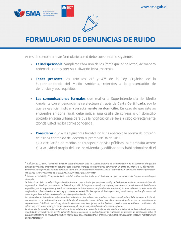 2019-Formulario Denuncia Ruido 2 | PDF | ruido