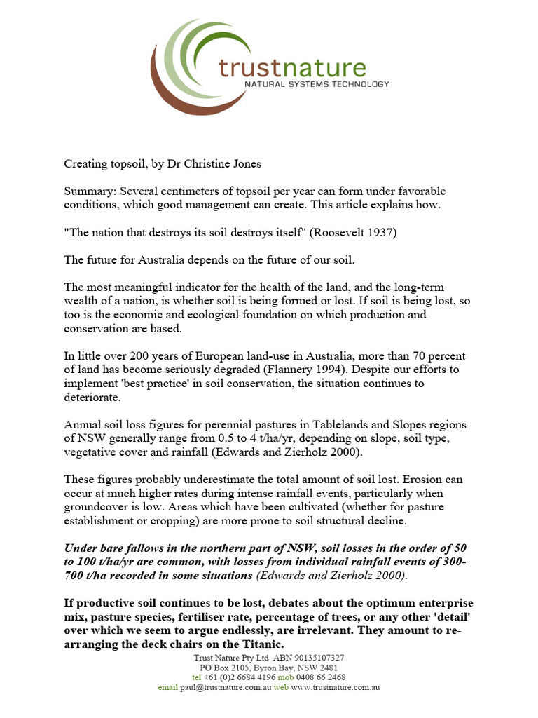 Creating topsoil | PDF | Soil | Topsoil