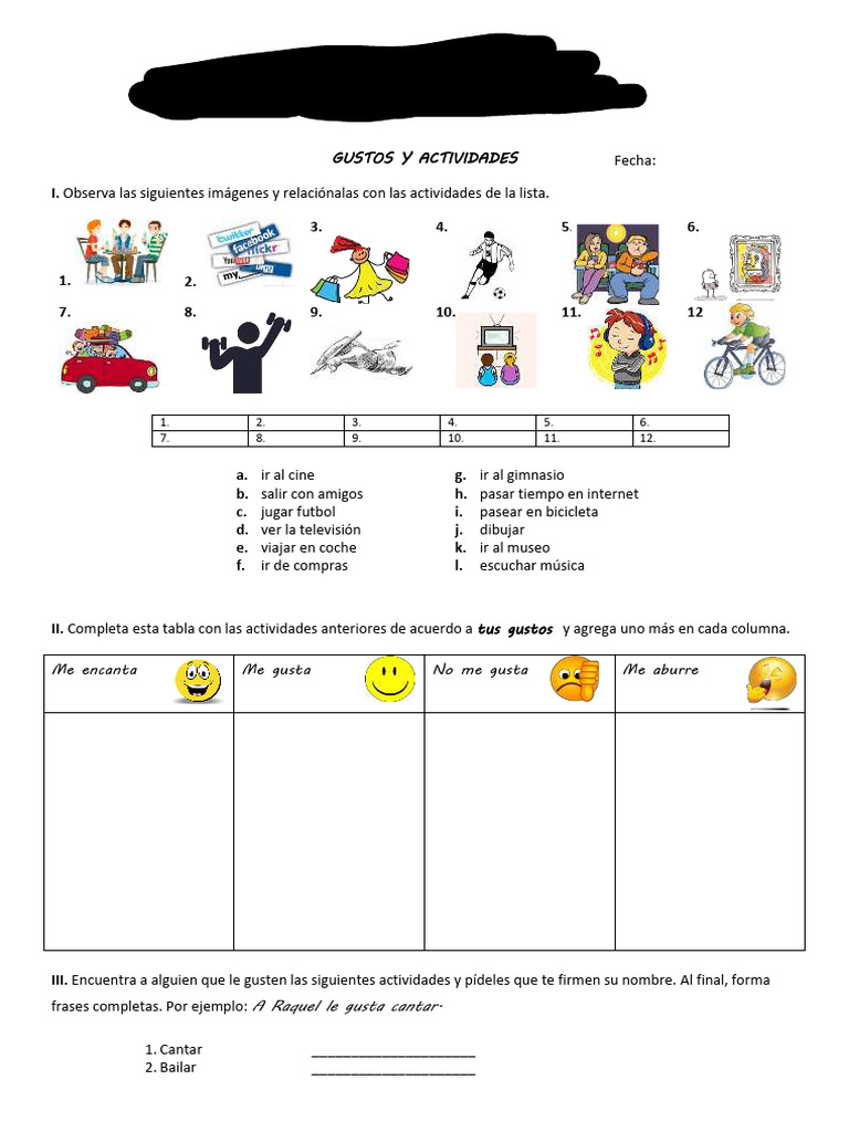 Actividades verbo gustar | PDF