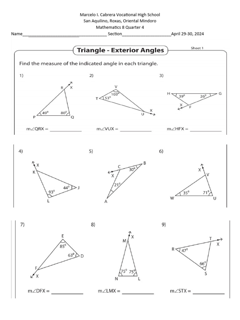 Mathematics 8 Q4 Assessment 2024 Pdf