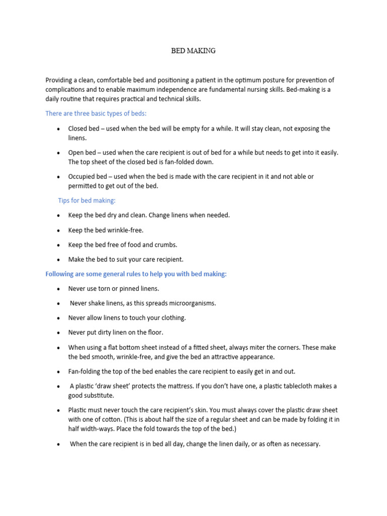Bed Making | Download Free PDF | Bed | Bedding