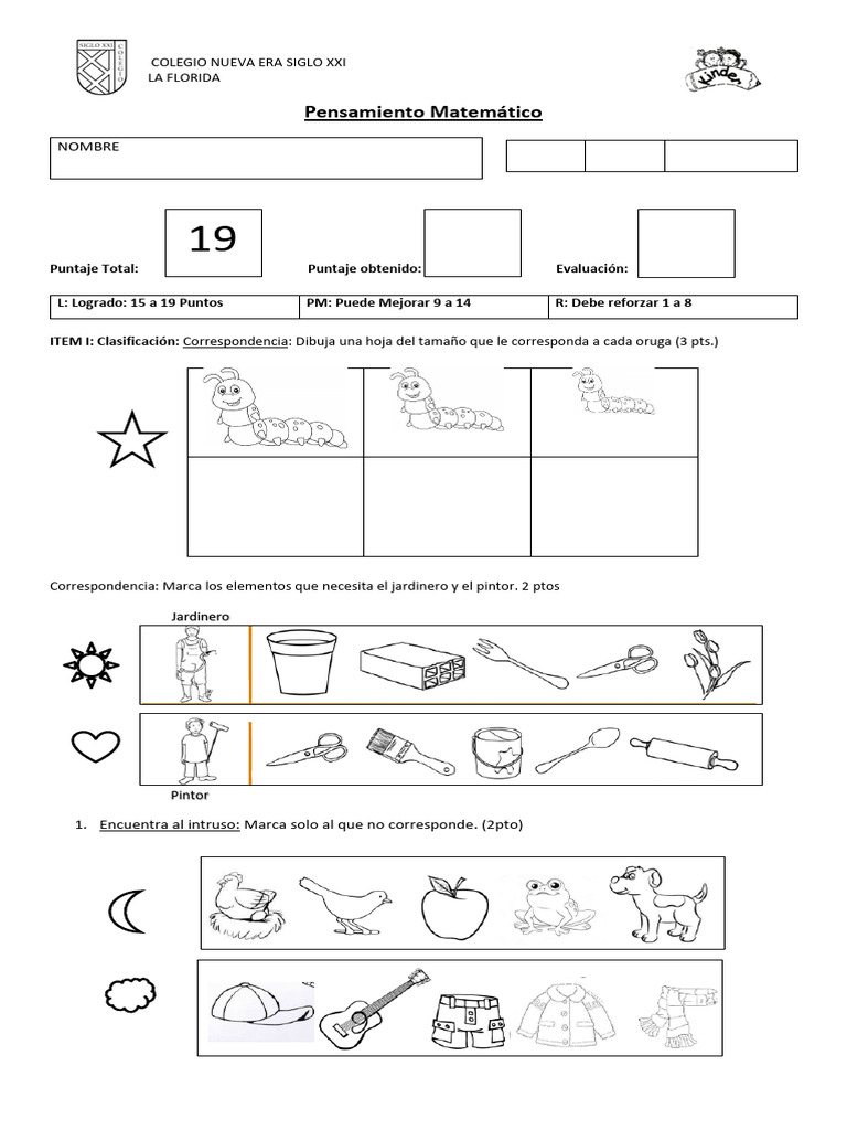 PRUEBA Pensamiento Matemático | PDF