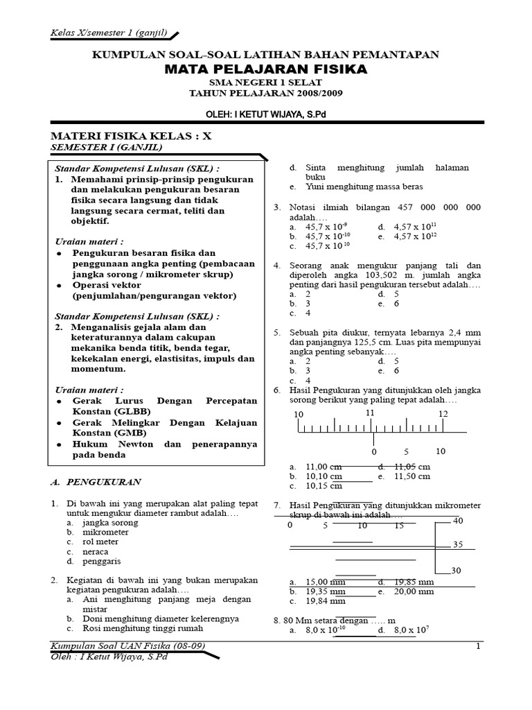 KUMPULAN SOAL x-1 FINAL | PDF