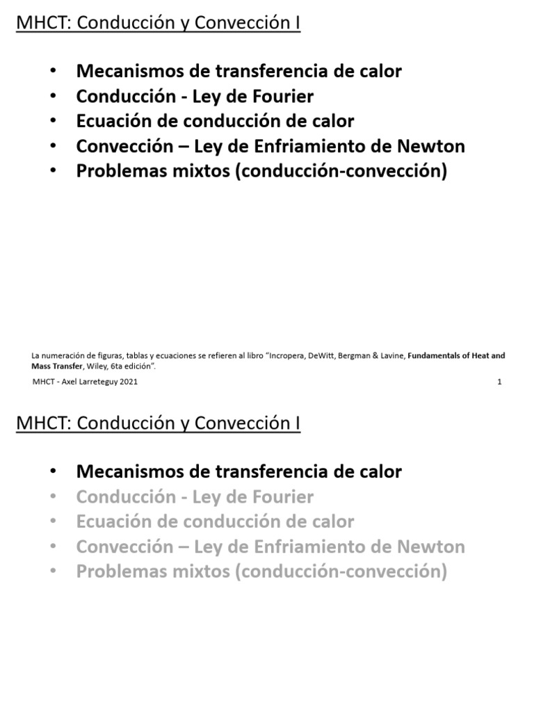 MHCT01 Conduccion y Conveccion I 2021 | PDF | Conduccion termica | Transferencia de calor