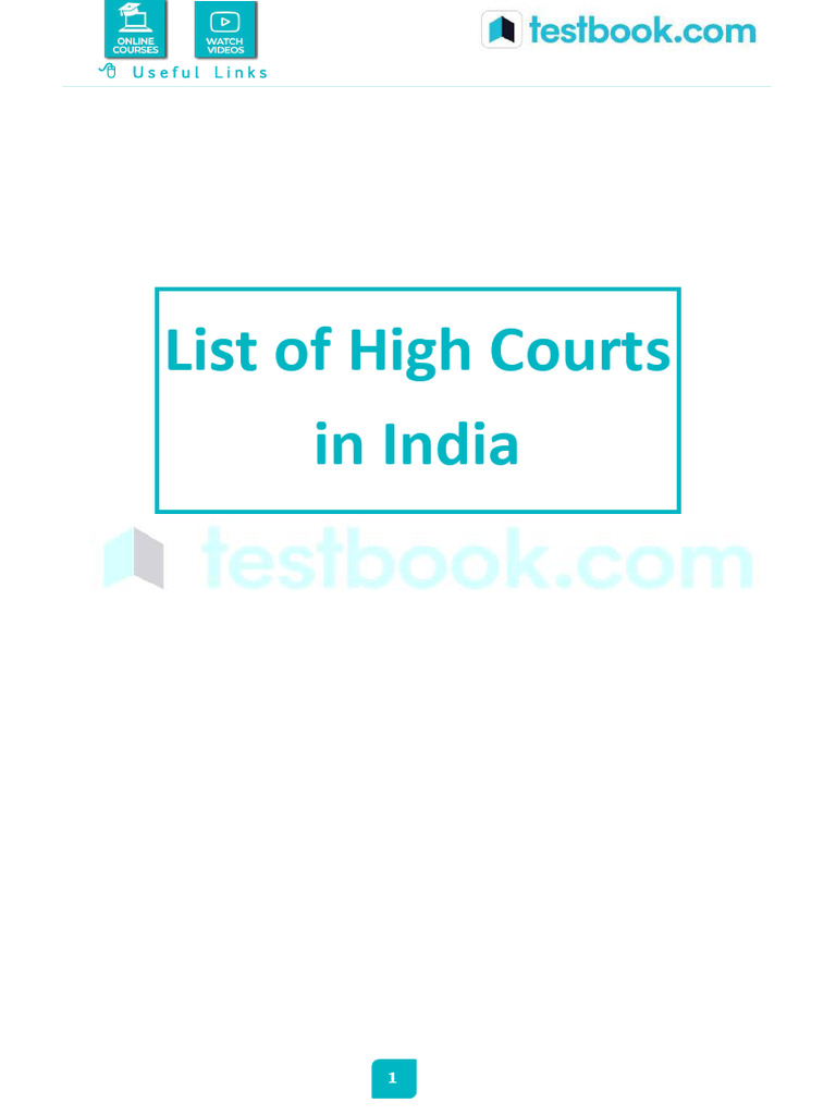 Complete List of High Courts in India | PDF | Common Law | Government