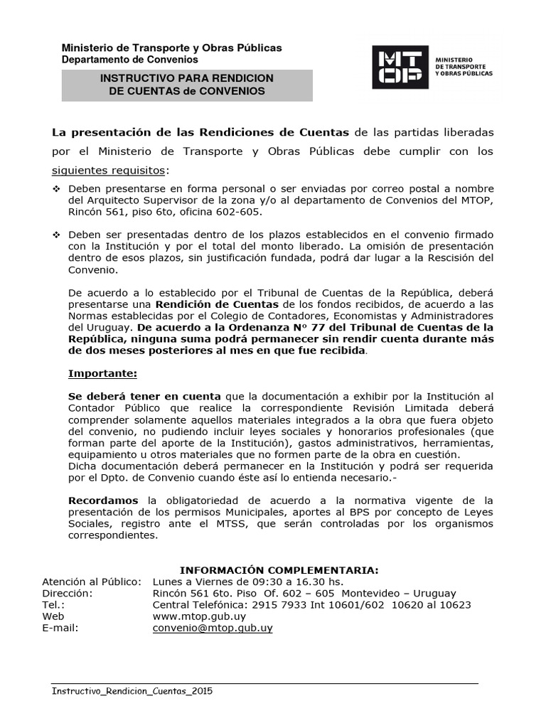Instructivo Rendición de Cuentas | PDF | Contador | Gobierno