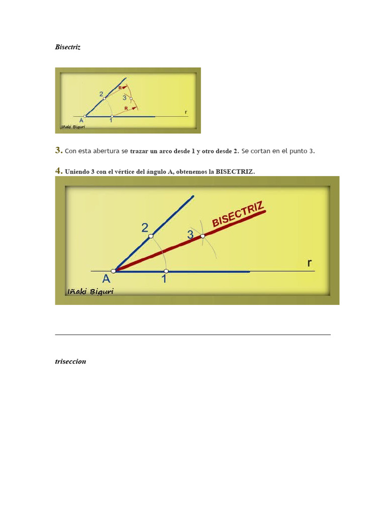 Construcción de Bisectriz y Trisección | PDF | Métodos y materiales de ...