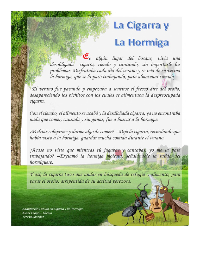 La Cigarra Y La Hormiga Pdf