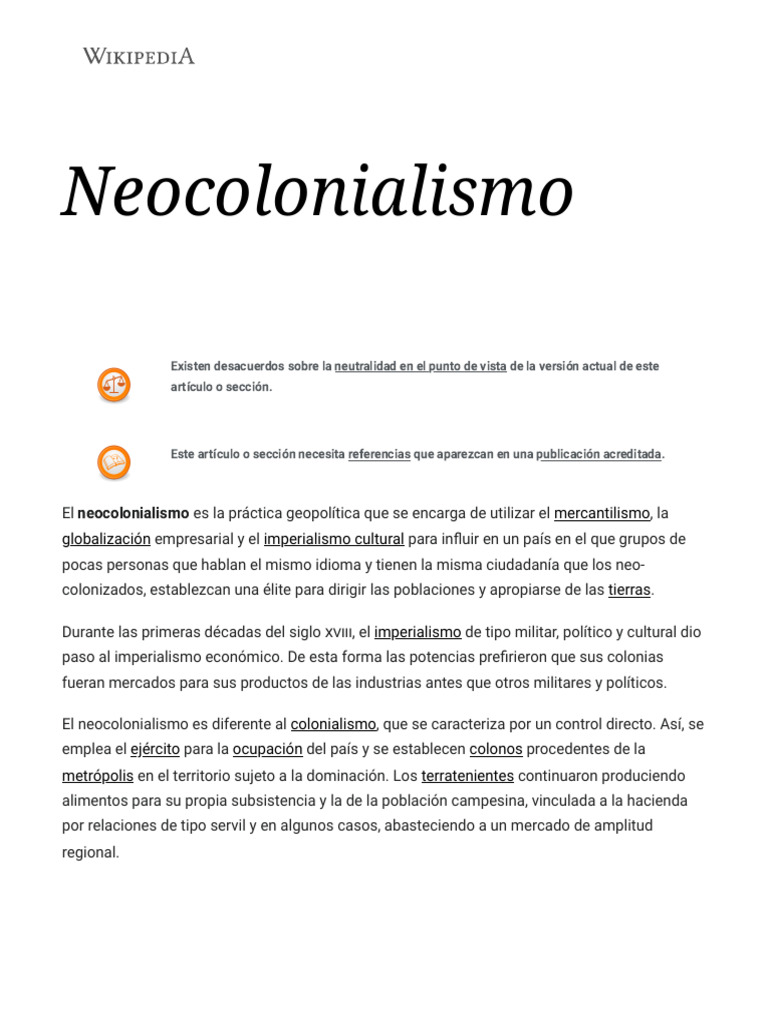 Neocolonialismo: Influencia y Control | PDF | Economias | Relaciones ...