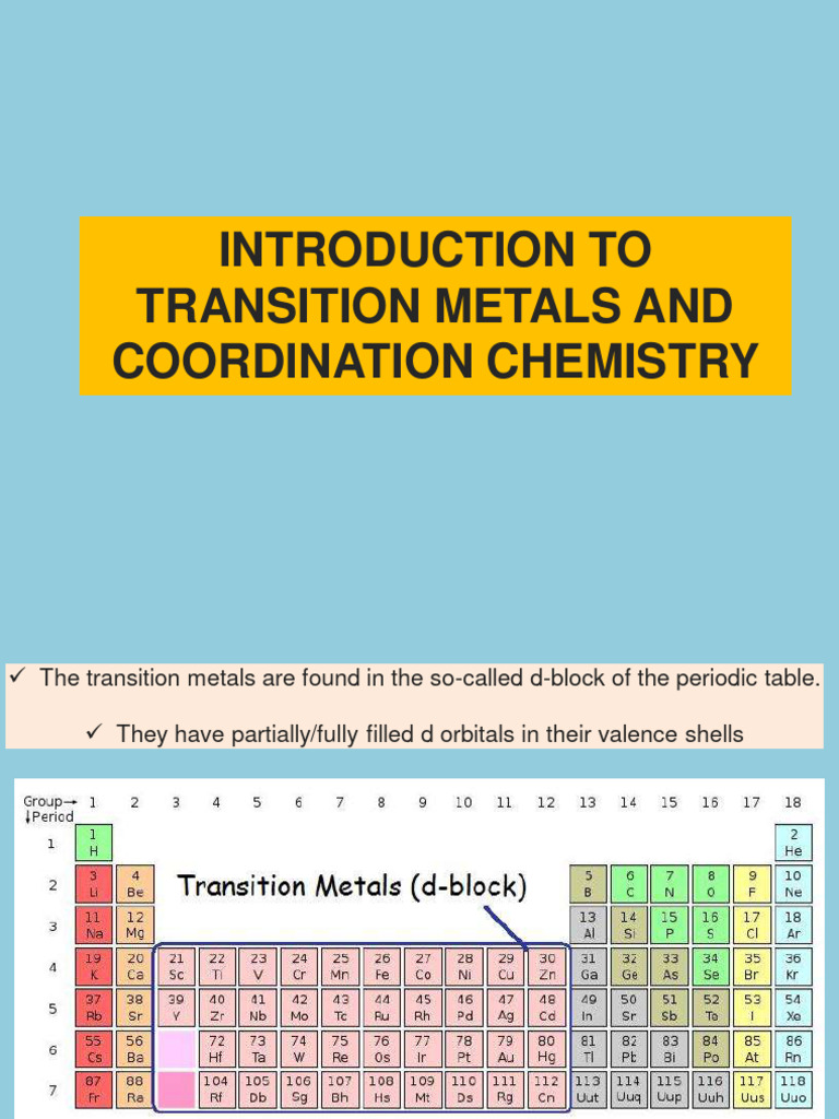 Transition Metals in Coordination Chemistry | PDF | Coordination ...