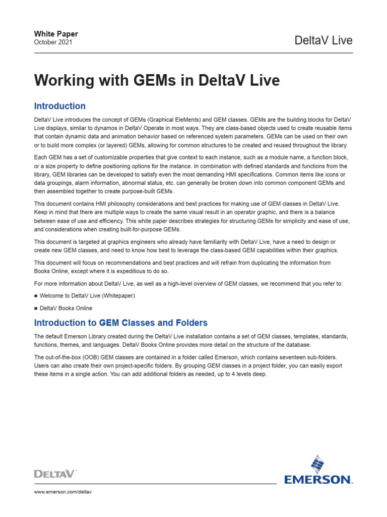 White Paper Working Gems in Deltav Live Deltav en 7826626 | PDF | Library (Computing) | Class ...