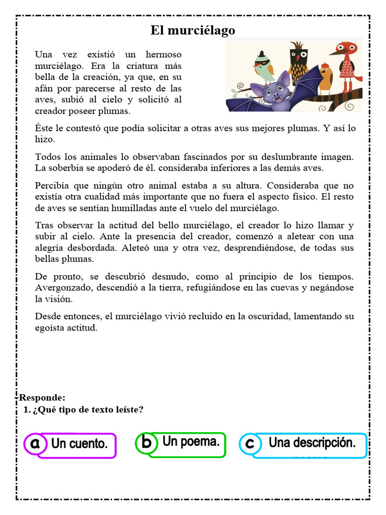 F Leemos El Cuento El Murciélago Pdf Murciélago