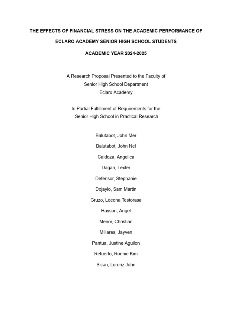 The Effects of Financial Stress On The Academic Performance of Eclaro ... The Effects of Financial Stress On The Academic Performance of Eclaro ...