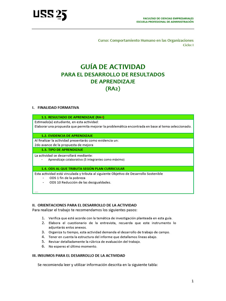 Guía PA2 Comportamiento Org, I Ciclo | PDF | Evaluación | Business