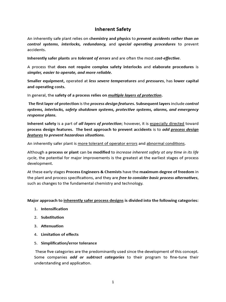 Inherent Safety | Download Free PDF | Pipe (Fluid Conveyance ...