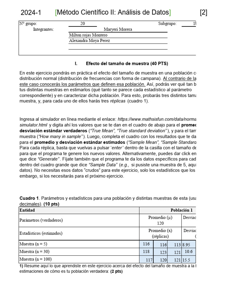 Copia de Copia de Reporte - MC2 | PDF | Experimentar | Estadísticas Copia de Copia de Reporte - MC2 | PDF | Experimentar | Estadísticas