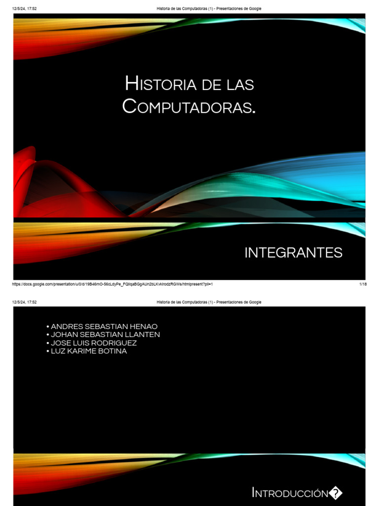 Historia de Las Computadoras (1) - Presentaciones de Google | PDF | Equipo de oficina ...