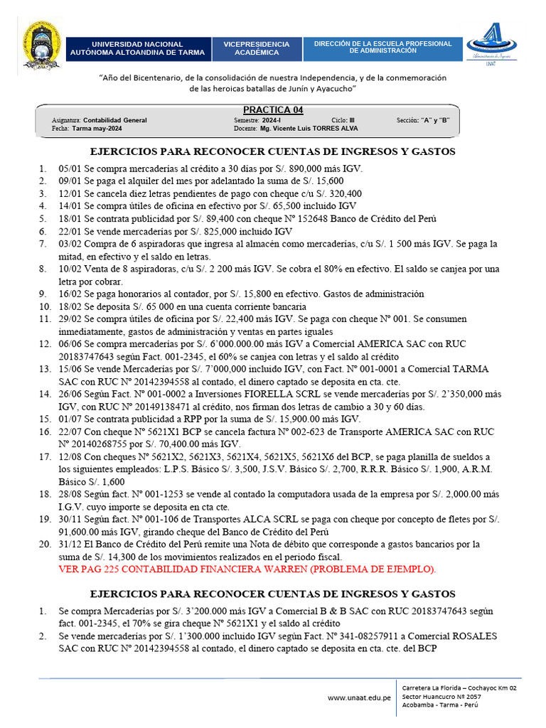 S08CG2024 Practica 04 Identificacion Ingresos y Gastos | PDF | Bancos ...