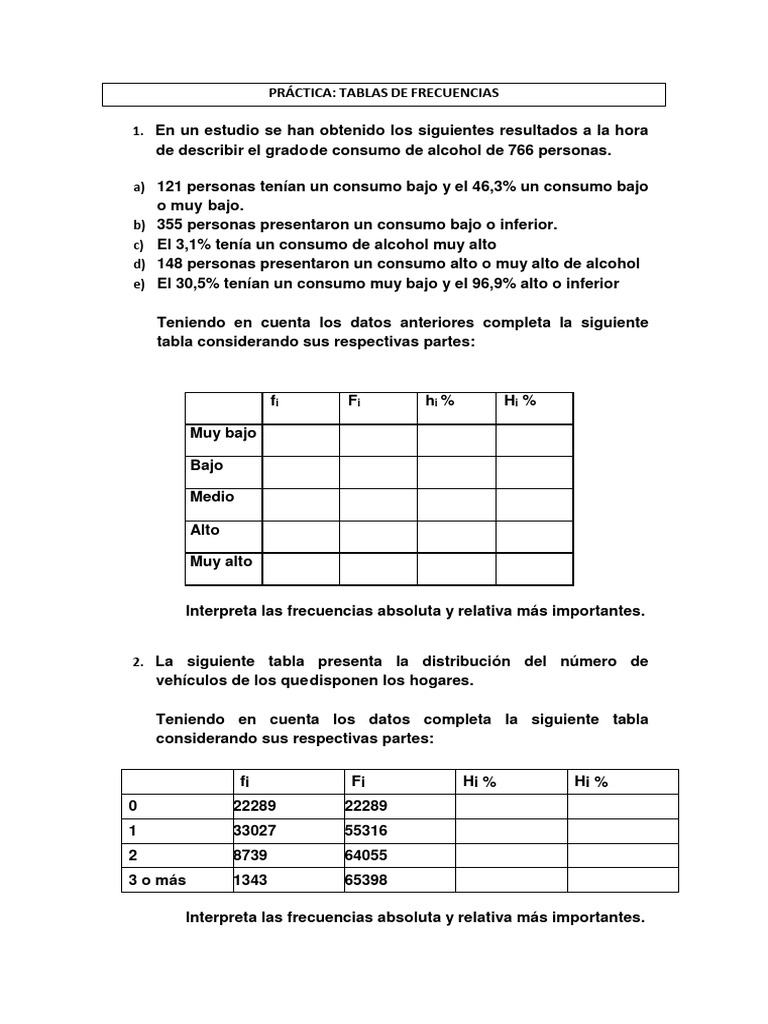 Práctica Tablas de Frecuencias | PDF | Ciencia y matemáticas | Tecnología