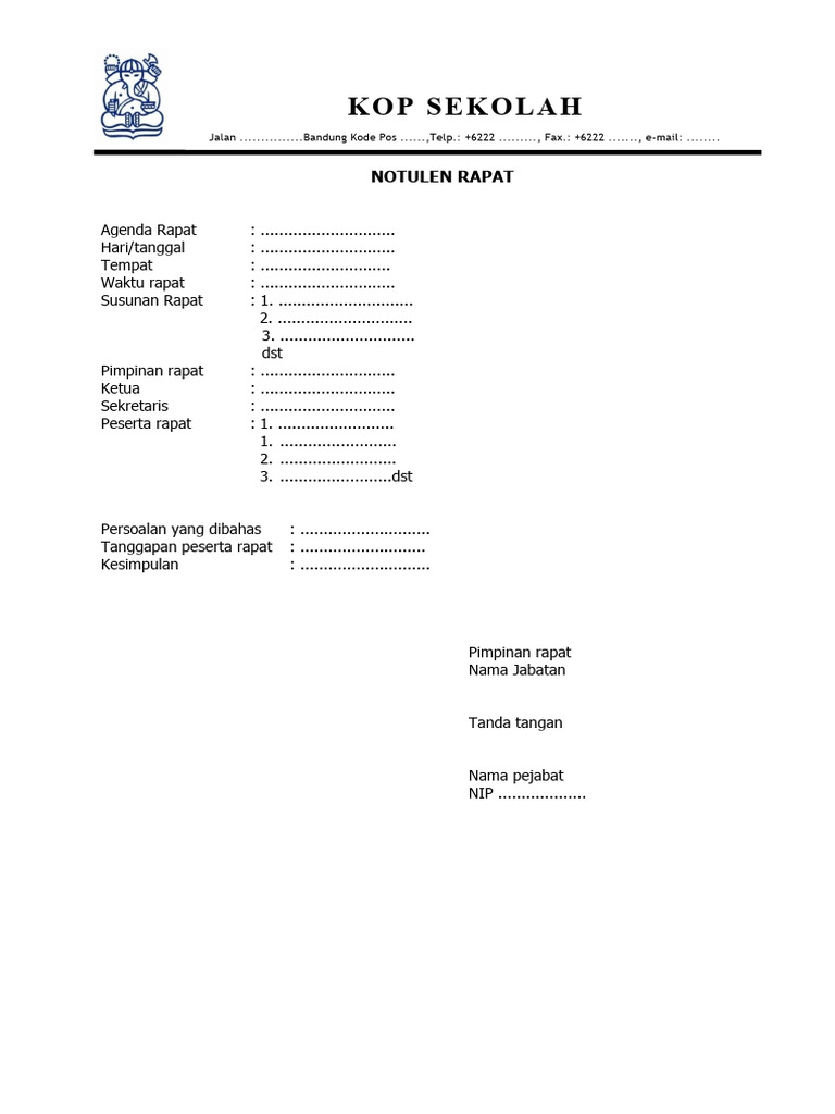 Format Notulen Rapat | PDF | Griya & Taman | Seni