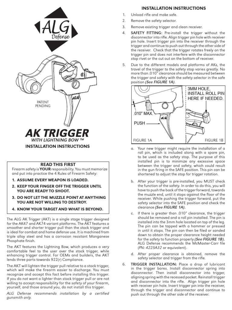 alg_akt_instructions | PDF | Trigger (Firearms) | Firearms