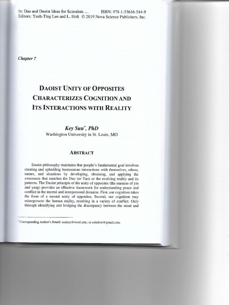 Daoist Unity of Opposites Characterizes Cognition | PDF
