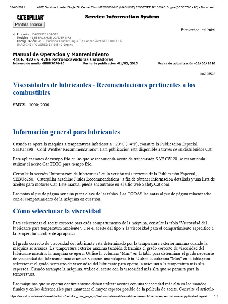 416E Backhoe Loader Single Tilt Center Pivot MFG00001-UP (MACHINE ...