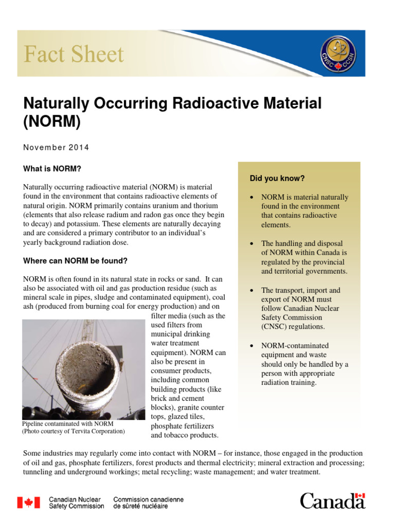 NORM Factsheet Eng | PDF | Radiation Protection | Ionizing Radiation
