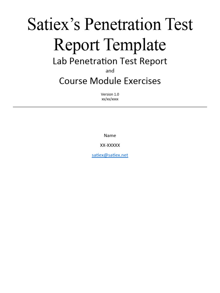 Satiexs Penetration Test Report Template | PDF | Penetration Test ...