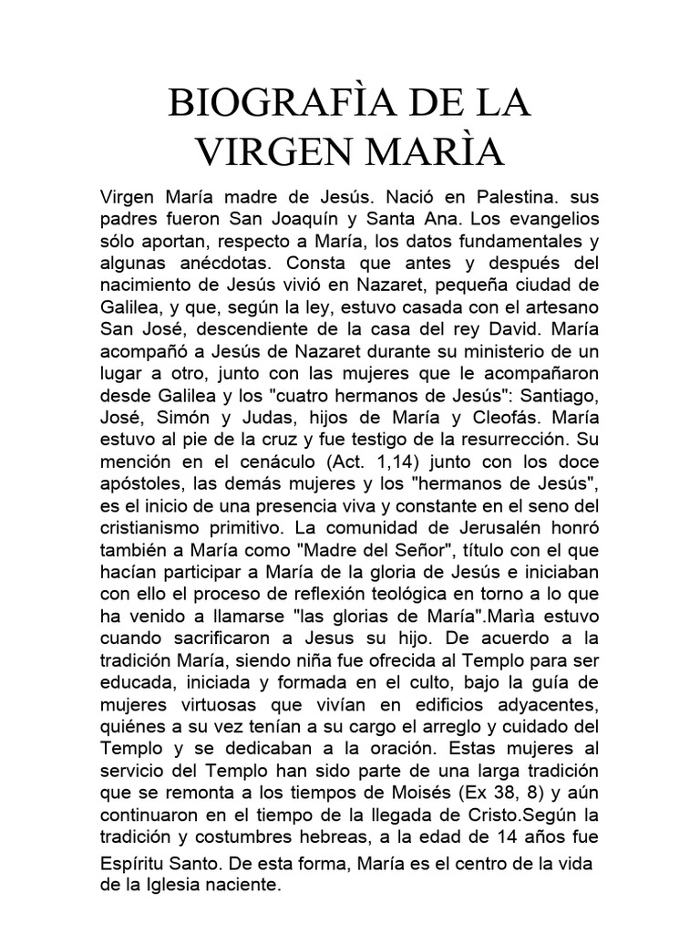 Biografía de la Virgen María | PDF | María, madre de Jesús | Jesús