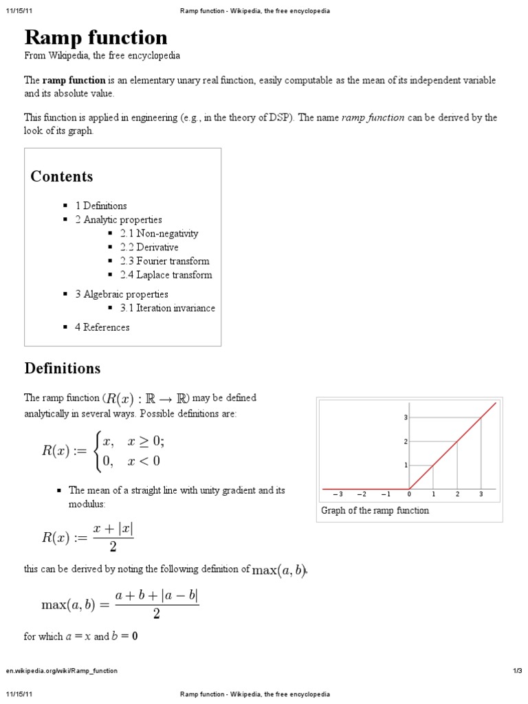 Ramp Function - Wikipedia, The Free Encyclopedia | PDF