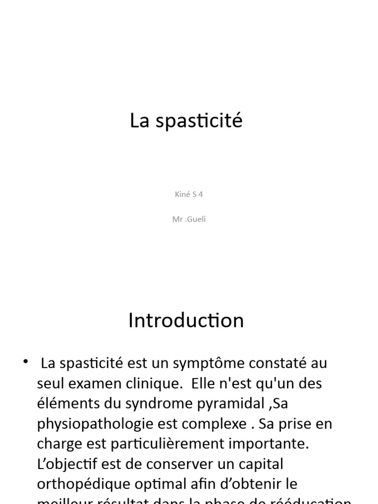 La Spasticité | PDF | Muscle | Maladies et troubles humains