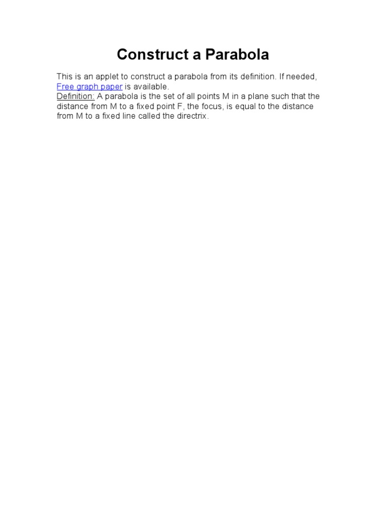 Construct A Parabola | PDF | Perpendicular | Geometric Shapes