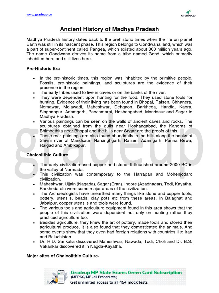 Ancient History of Madhya Pradesh | PDF